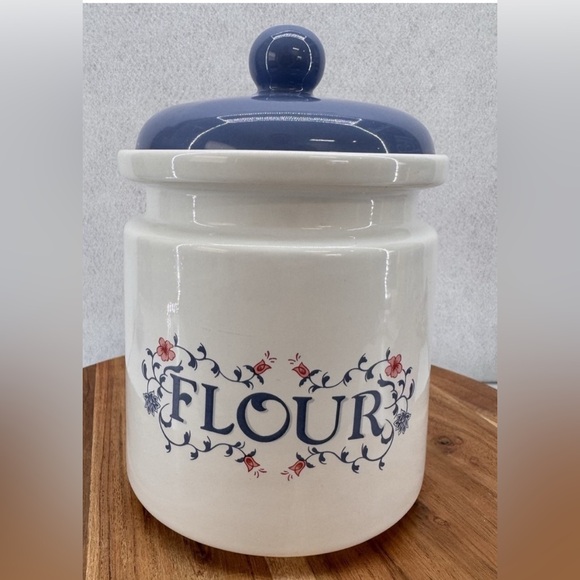 Emi Jay | Kitchen | Vintage Glazed Ceramic Flour Canister White Floral ...